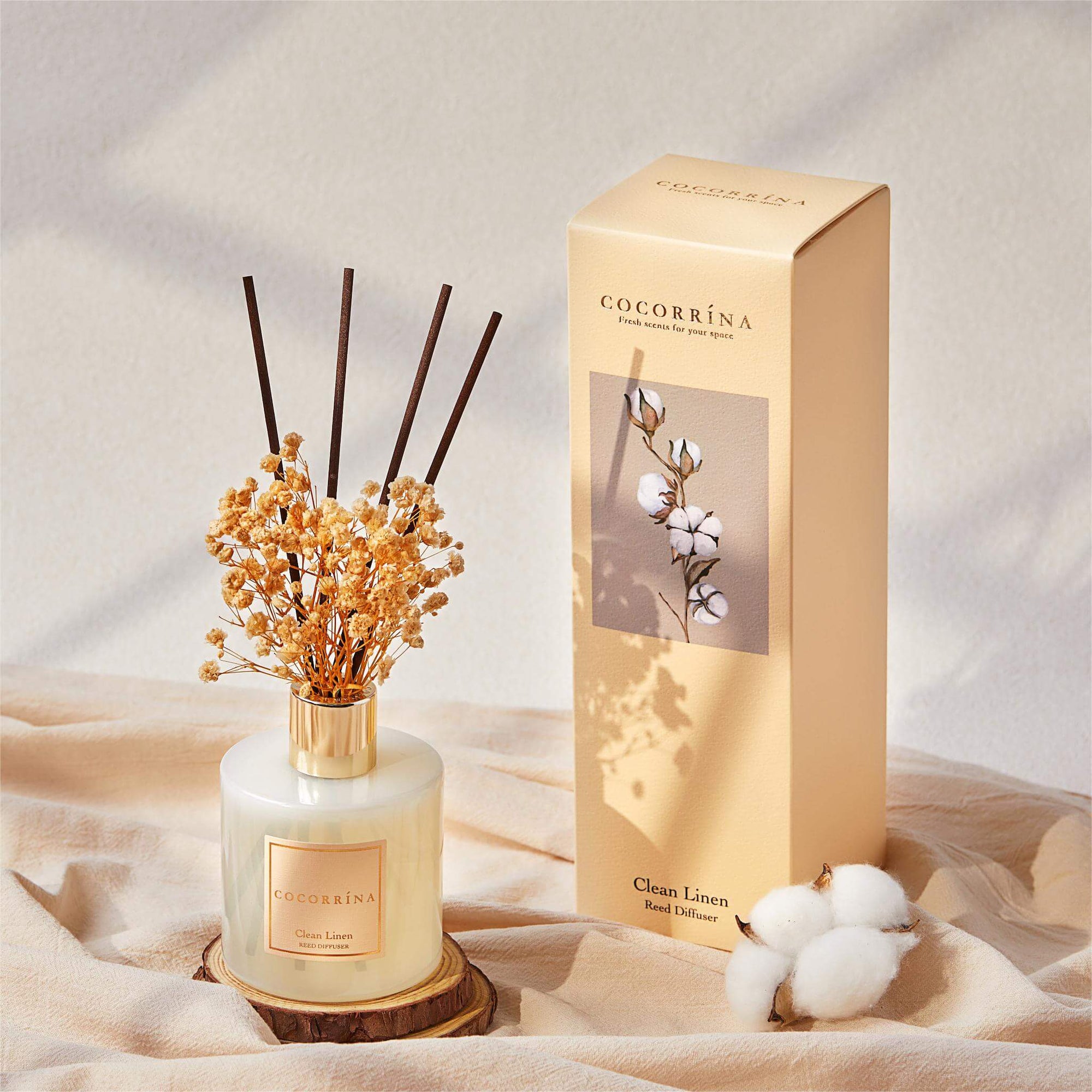 Cocorrína Clean Linen Reed Diffuser Set