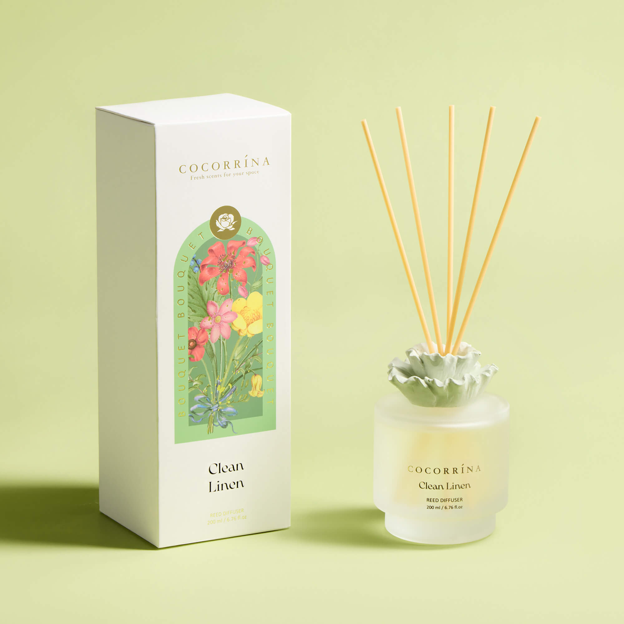 COCORRÍNA Gypsum Flower Clean Linen Reed Diffuser