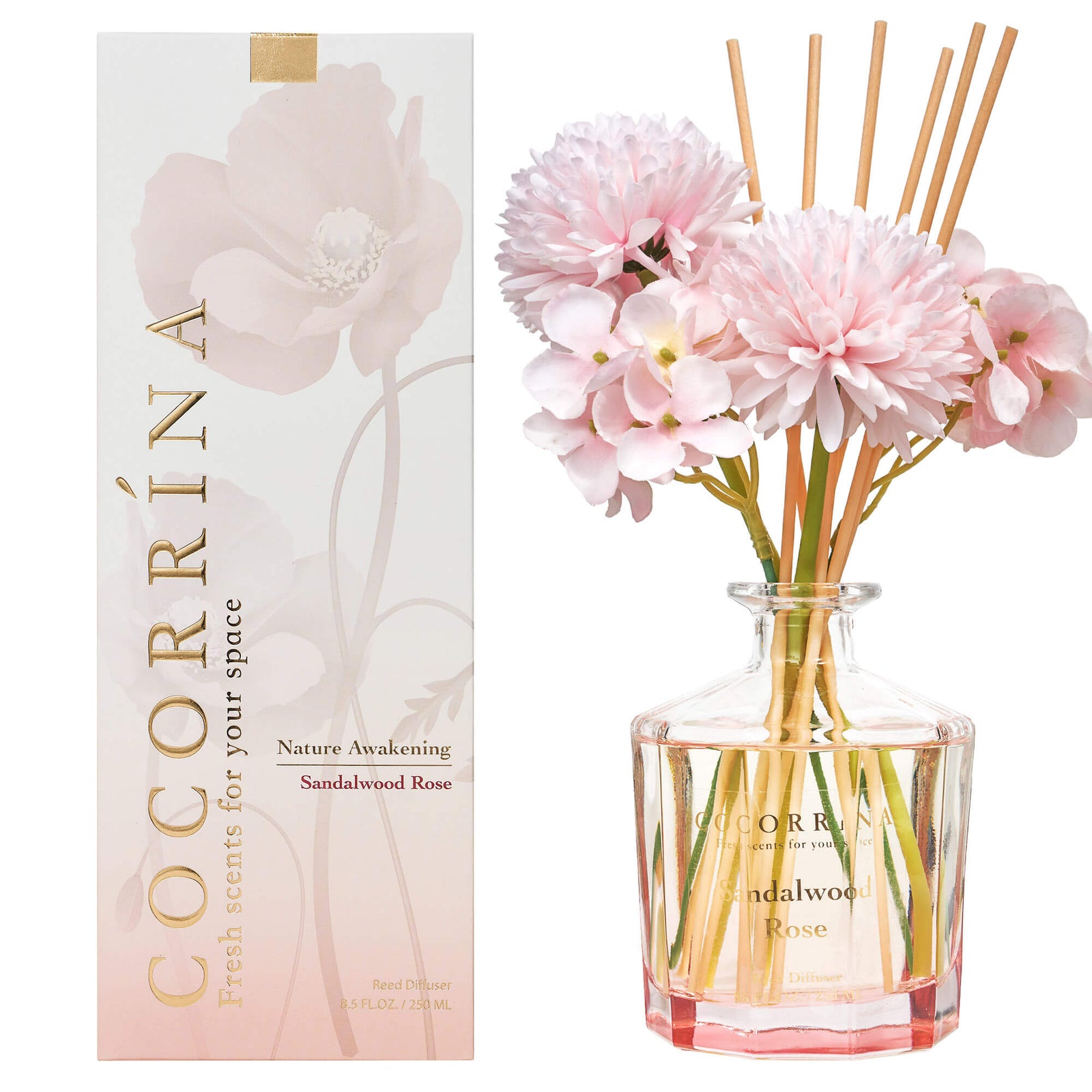COCORRÍNA Sandalwood Rose Master Flower Reed Diffuser Set