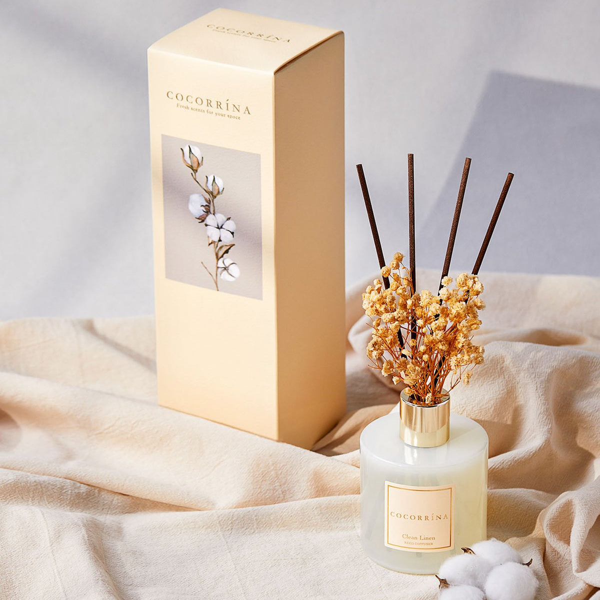 Cocorrína Clean Linen Reed Diffuser Set