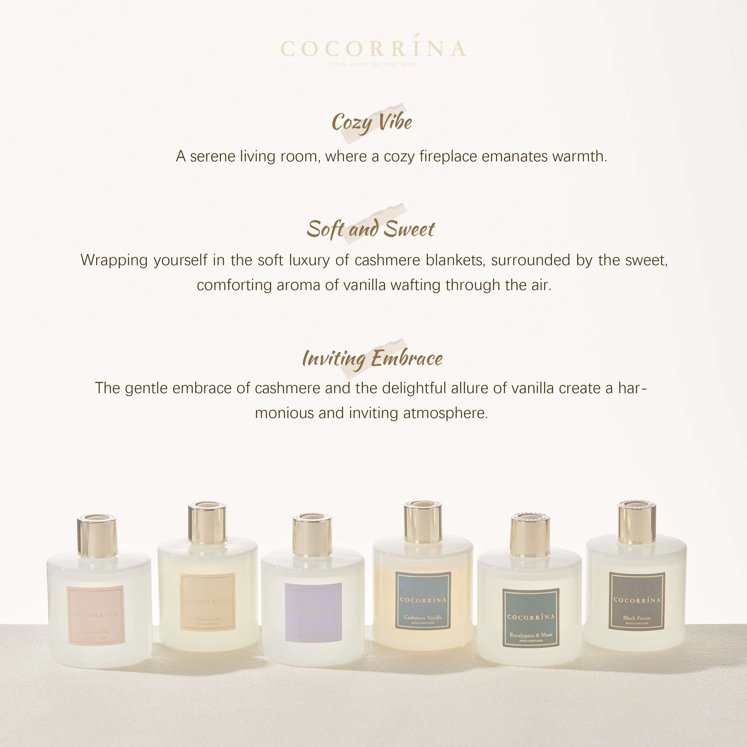 Cocorrína Cashmere Vanilla Reed Diffuser Set